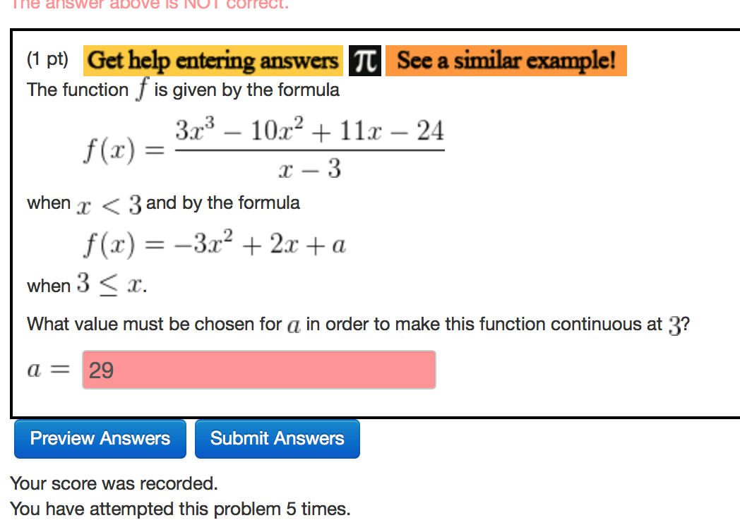 Solved what is the value for a in order to make this | Chegg.com