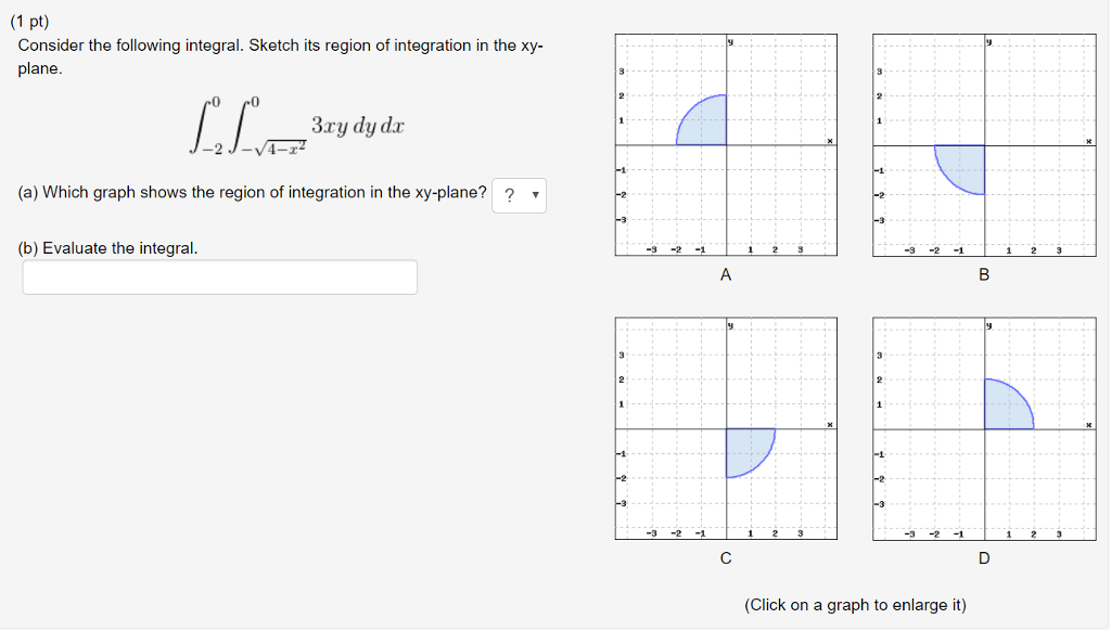 Solved 1 pt) Consider the following integral. Sketch its | Chegg.com