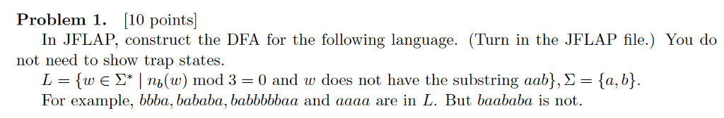 Problem 1. [10 points] In JFLAP, construct the DFA | Chegg.com