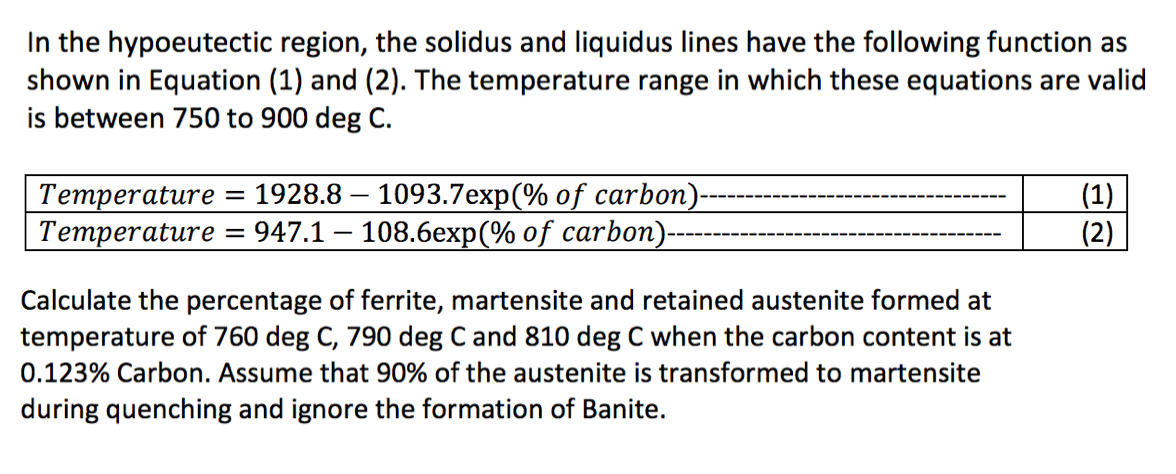 In the hypoeutectic region, the solidus and liquidus | Chegg.com