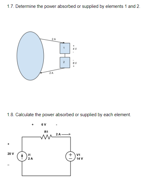 Solved 1.7. Determine the power absorbed or supplied by | Chegg.com