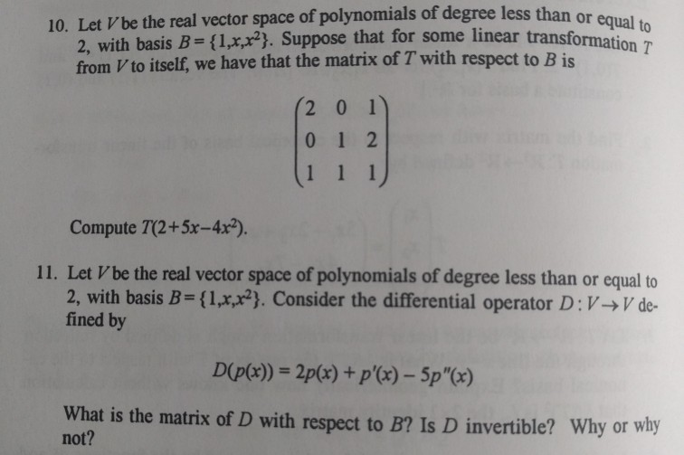 Solved 10. Let Vbe the real vector space of polynomials of | Chegg.com