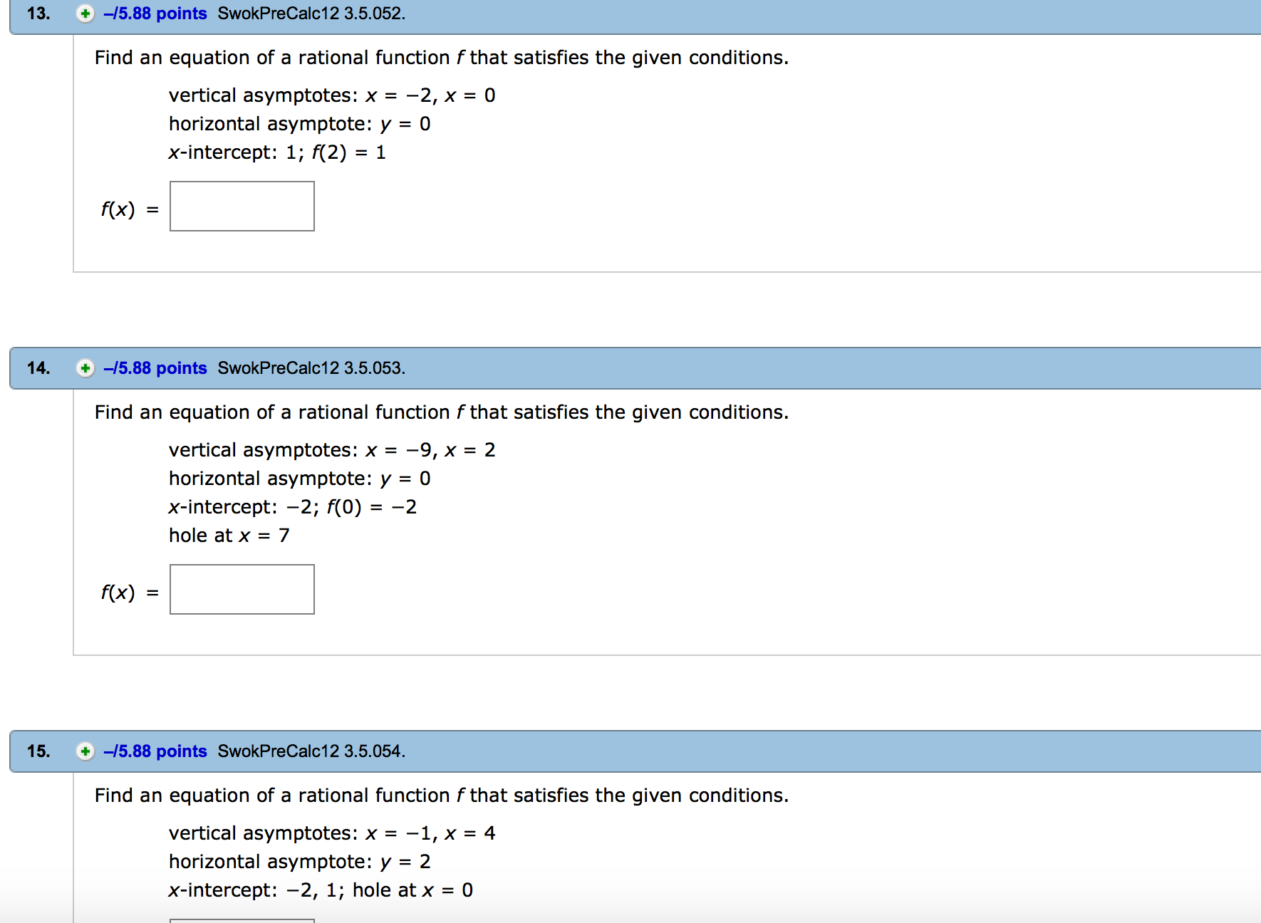 Solved 13. +-15.88 points SwokPreCalc12 3.5.052. Find an | Chegg.com