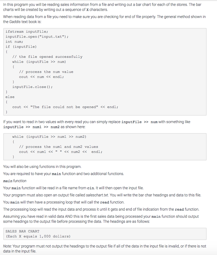 Solved In this program you will be reading sales information | Chegg.com