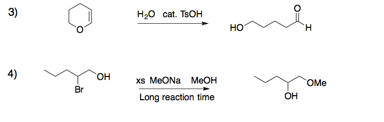 Solved Br OH H20 cat. TsOH xs MeONa MeOH Long reaction time | Chegg.com