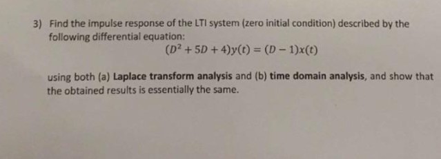 Solved Find the impulse response of the LTI system (zero | Chegg.com