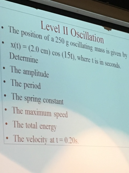 Solved The position of a 250 g oscillating mass is given by | Chegg.com