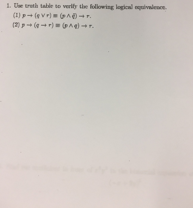 Solved Use truth table to verify the following logical | Chegg.com