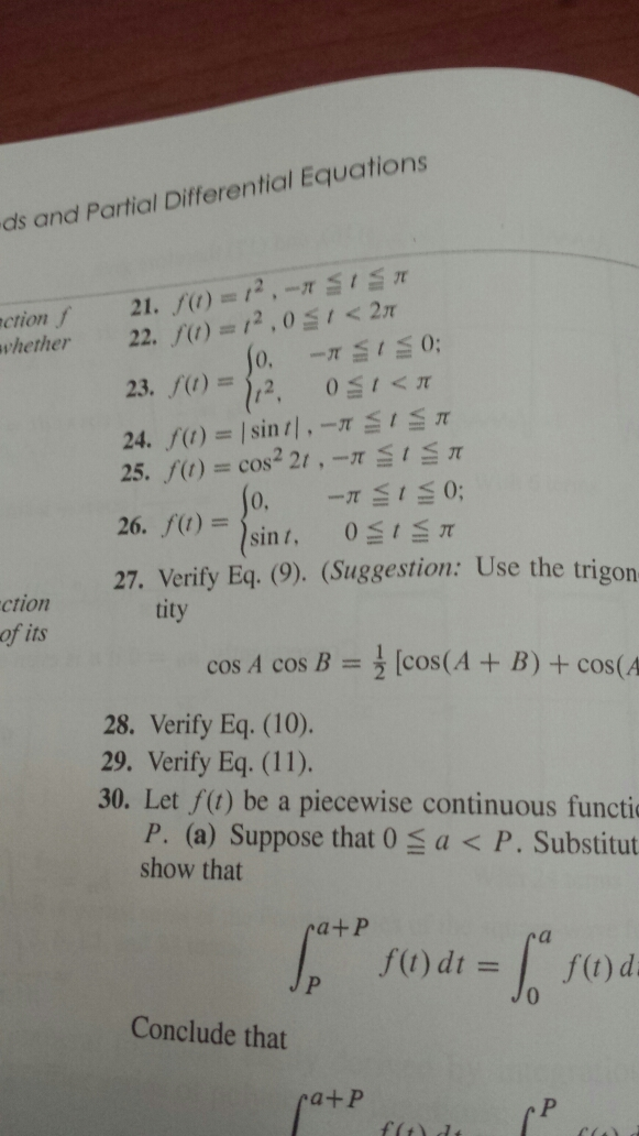 Solved The values of a period 2pi function f(t) in one full | Chegg.com