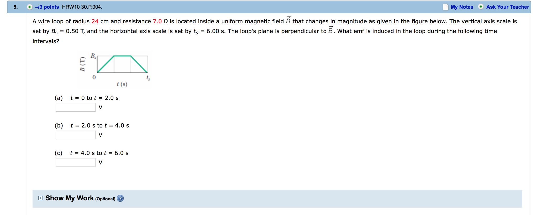 Solved A wire loop of radius 24 cm and resistance 7.0 Ohm is | Chegg.com