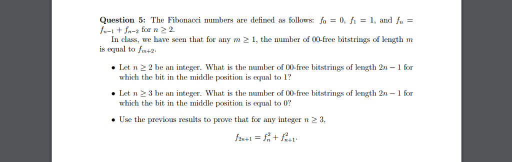 The Fibonacci numbers are defined as follows: f_0 = | Chegg.com