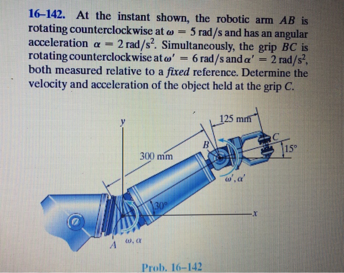 Solved At the instant shown, the robotic arm AB is rotating | Chegg.com
