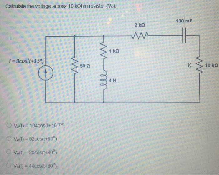 Solved Calculate the voltage across 10kOhm resistor (v_o) | Chegg.com