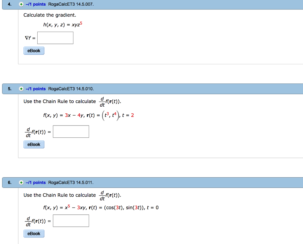 Solved Calculate the gradient. h(x, y, z) = xyz^5 nabla f | Chegg.com