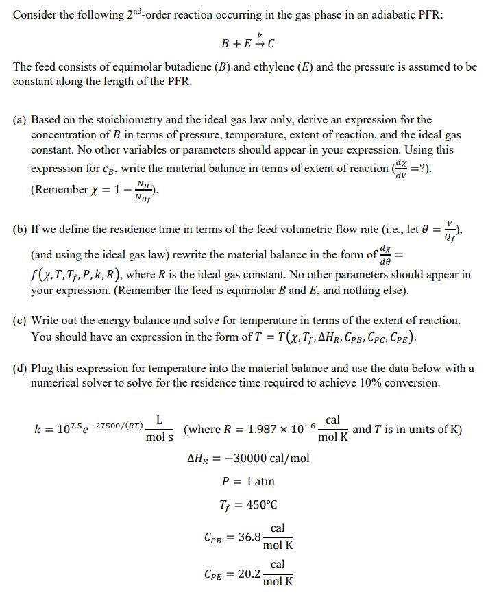 Consider the following 2nd-order reaction occurring | Chegg.com