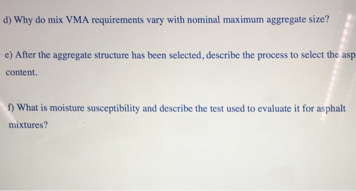 Solved Why do mix VMA requirements vary with nominal maximum | Chegg.com