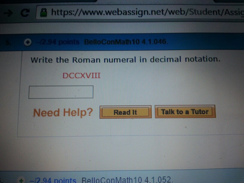 Solved Write the Roman numeral in decimal notation. | Chegg.com