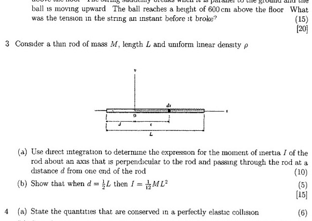 Solved Consider a thin rod of mass M, length L and uniform | Chegg.com