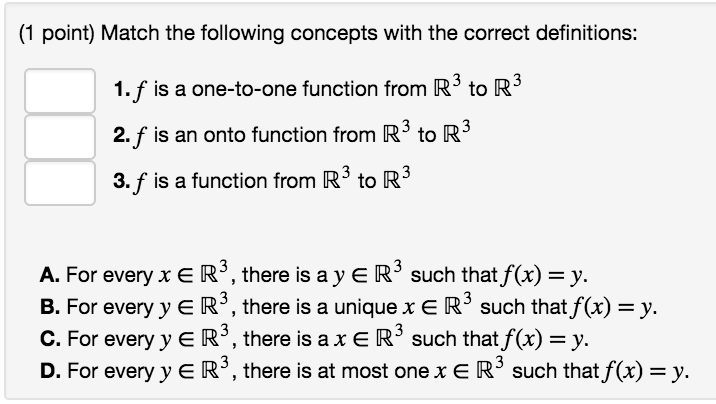 Solved Match the following concepts with the correct | Chegg.com