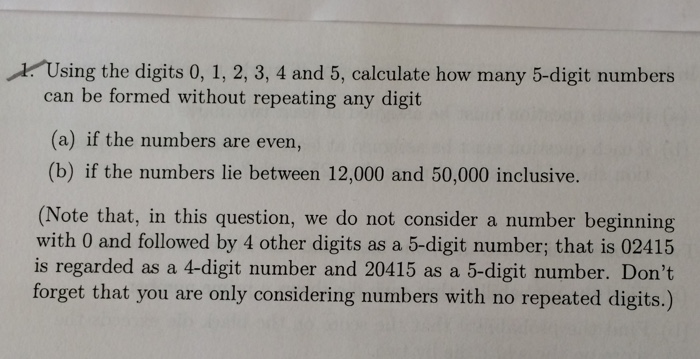 Solved Using the digits 0, 1, 2, 3, 4 and 5, calculate how | Chegg.com