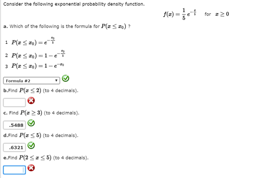 Solved Consider the following exponential probability | Chegg.com