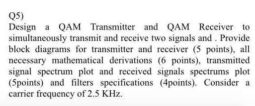 design a QAM transmitter and QAM receiver to | Chegg.com