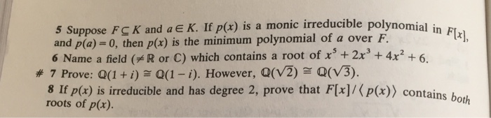 Solved D. Short Questions Relating of Field Extensions Let F | Chegg.com