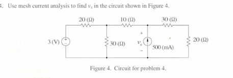 Solved Use mesh current analysis to find vx in the circuit | Chegg.com