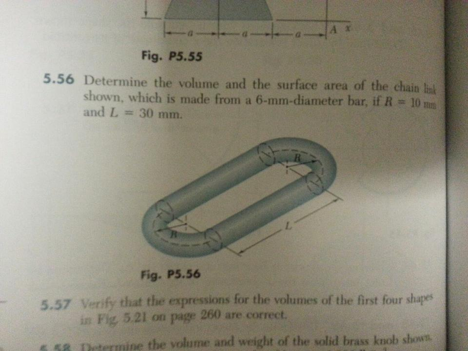 Solved determine the volume and the surface area of the | Chegg.com