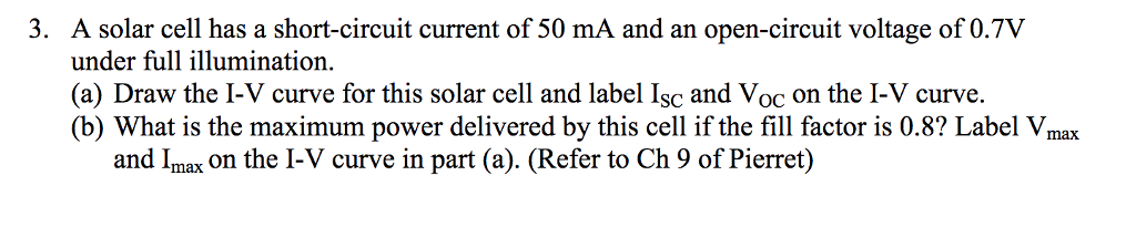 Solved 3. A solar cell has a short-circuit current of 50 mA | Chegg.com