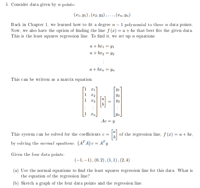 Solved 5. Consider data given by n points: Back in Chapter | Chegg.com