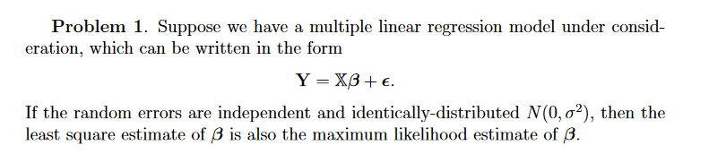 Solved Problem 1. Suppose we have a multiple linear | Chegg.com