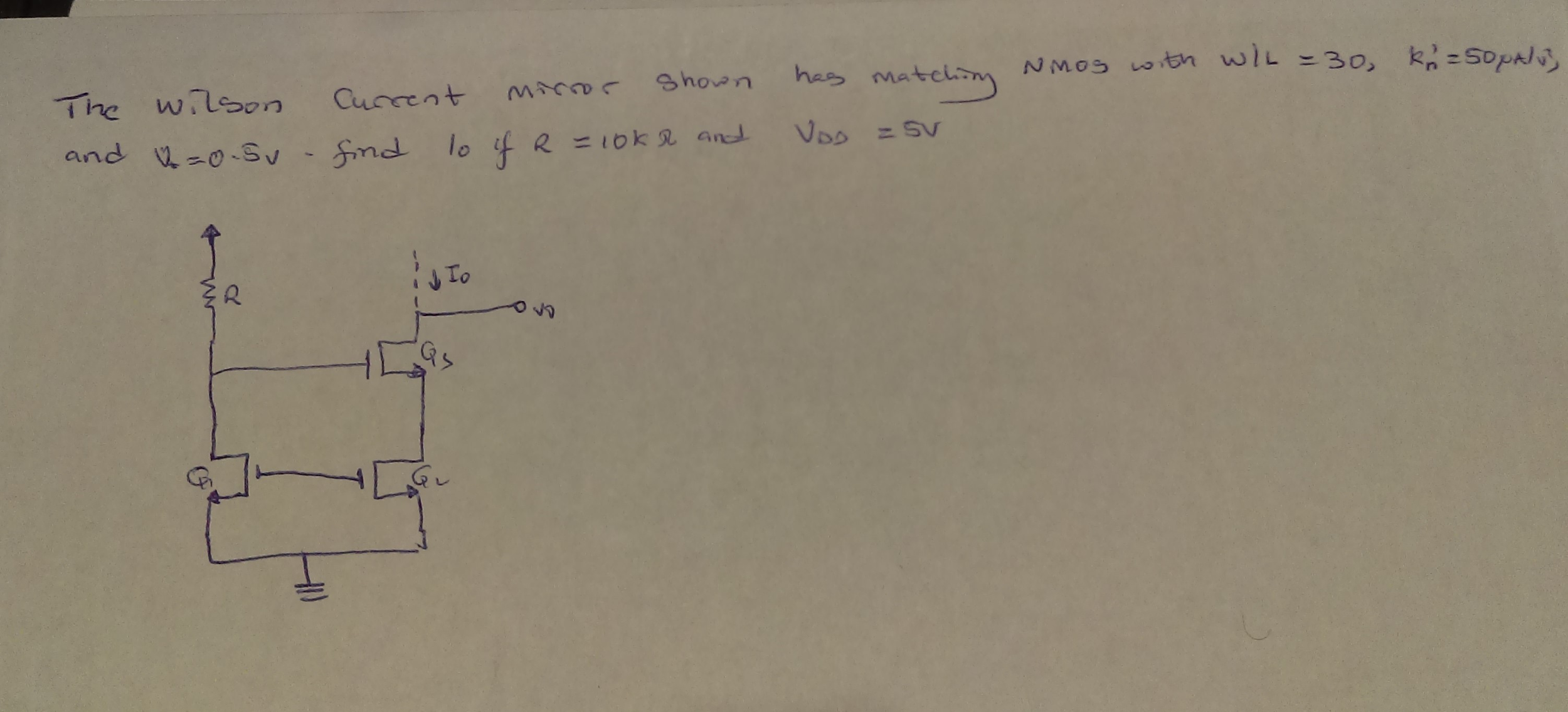 The Wilson current mirror shown has matching NMOS | Chegg.com