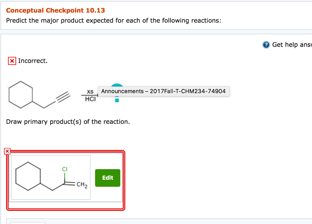Solved Conceptual Checkpoint 10.13 Predict the major product | Chegg.com