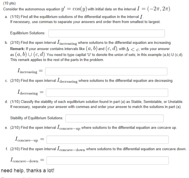 Solved Consider the autonomous equation y' = COS(y) with | Chegg.com