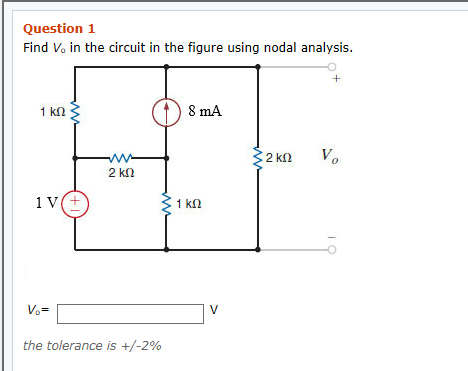Solved Find Vo in the circuit in the figure using nodal | Chegg.com
