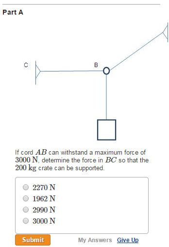 Solved If cord AB can withstand a maximum force of 3000 N. | Chegg.com