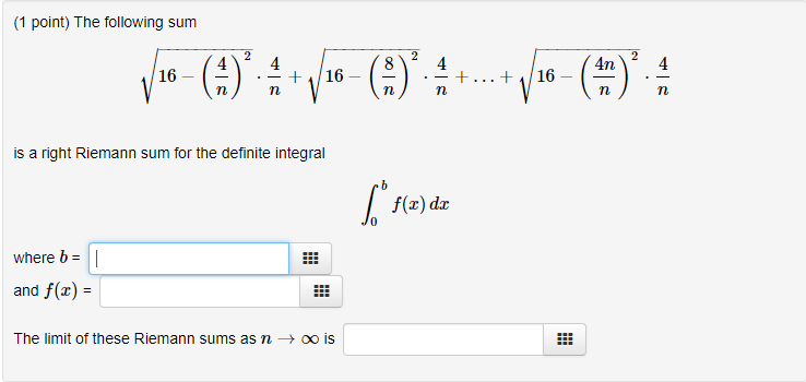 Solved (1 point) The following sum 16 + 16 is a right | Chegg.com