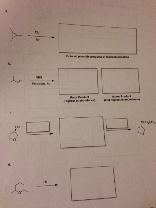 Solved Draw all possible products of monochlorination Major | Chegg.com