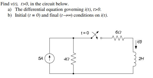 Solved Find v(t), t>0, in the circuit below. a) The | Chegg.com