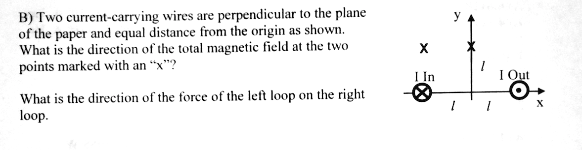 Solved B) Two current-carrying wires are perpendicular to | Chegg.com