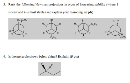 Solved 3. Rank the following Newman projections in order of | Chegg.com