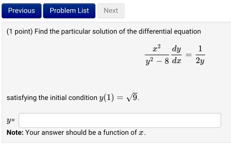 Solved Find the particular solution of the differential | Chegg.com