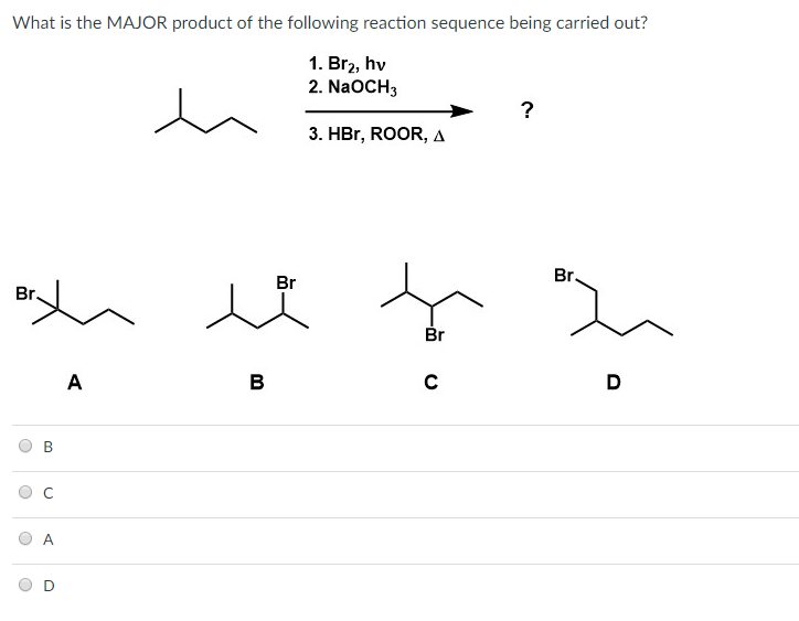 Solved What is the MAJOR product of the following reaction | Chegg.com