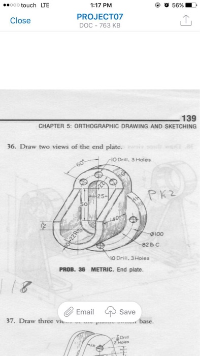 Solved Draw two views of the end plate. | Chegg.com