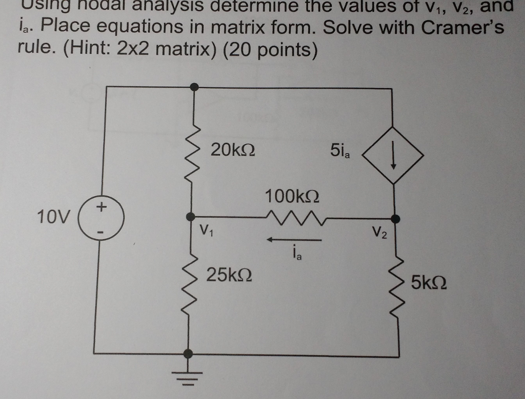 Solved Using nodal analysis determine the values of V1 and | Chegg.com