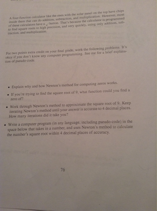 Solved A four-function calculator like the ones with the | Chegg.com