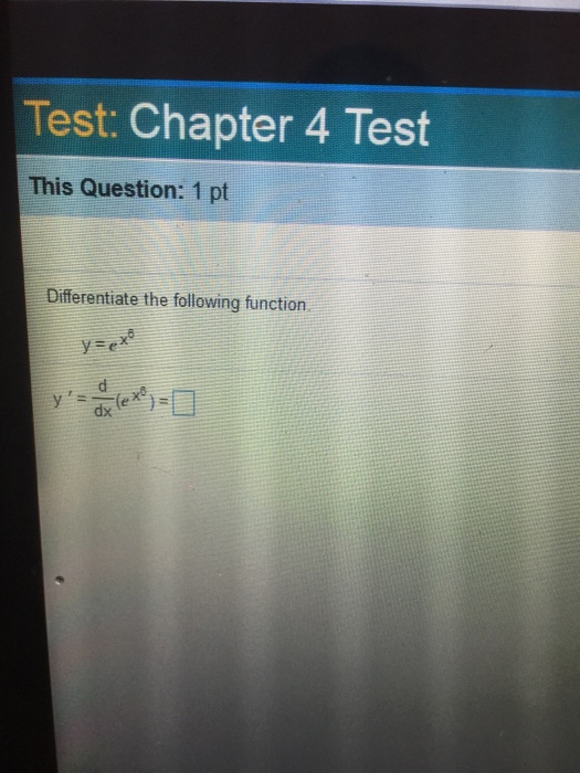 Solved Differentiate the following function. y = e^x^6 y' | Chegg.com