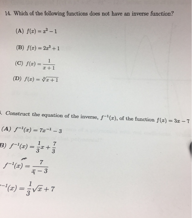 Solved Which of the following functions does not have an | Chegg.com