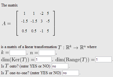 Solved The matrix is a matrix of a linear transformation T: | Chegg.com